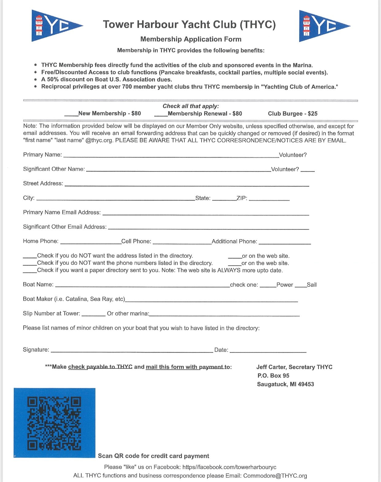 Membership Signup - Tower Harbour Yacht Club